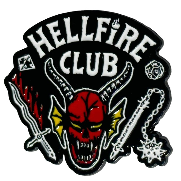 Source Unknown | Jewelry | Pin 78 Demon Hellfire Club Stranger Things ...